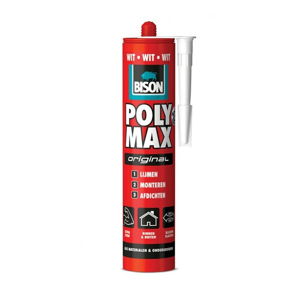 Poly Max kit | Bison | Wit (Original, 425 gram, Binnen/Buiten, Overschilderbaar) Bison Kabelshop.nl